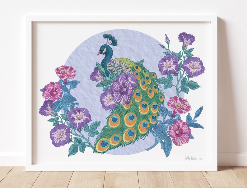 Peacock in Bloom Print, Unframed - Etsy
