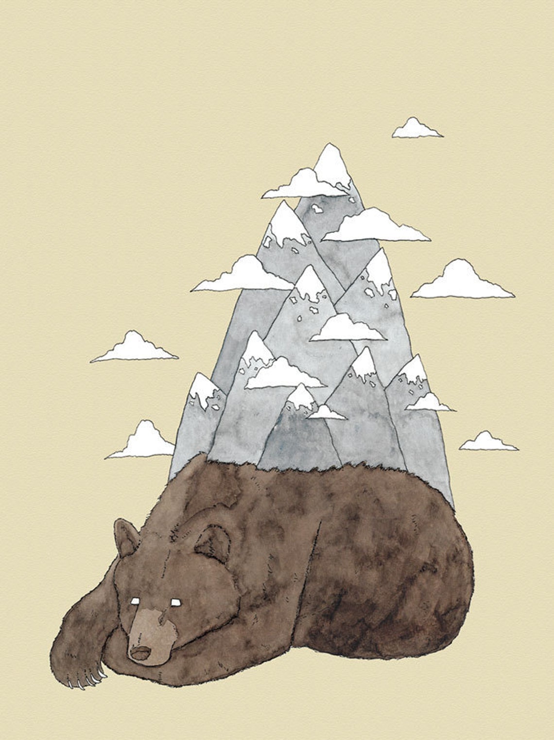 Mountain Maker -brown Bear Print - Etsy