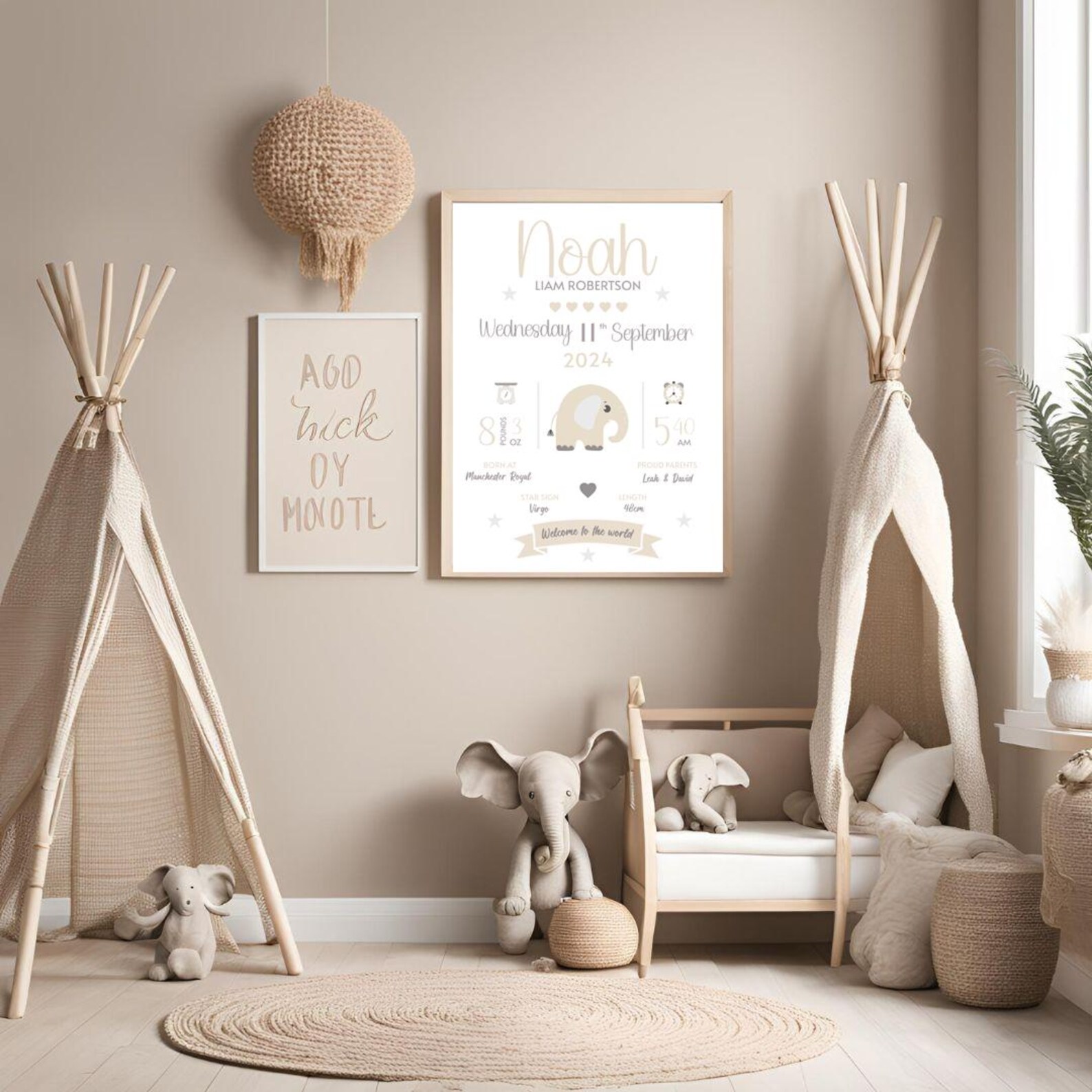 Personalised Newborn Birth Stats Poster Modern Welcome to the World ...
