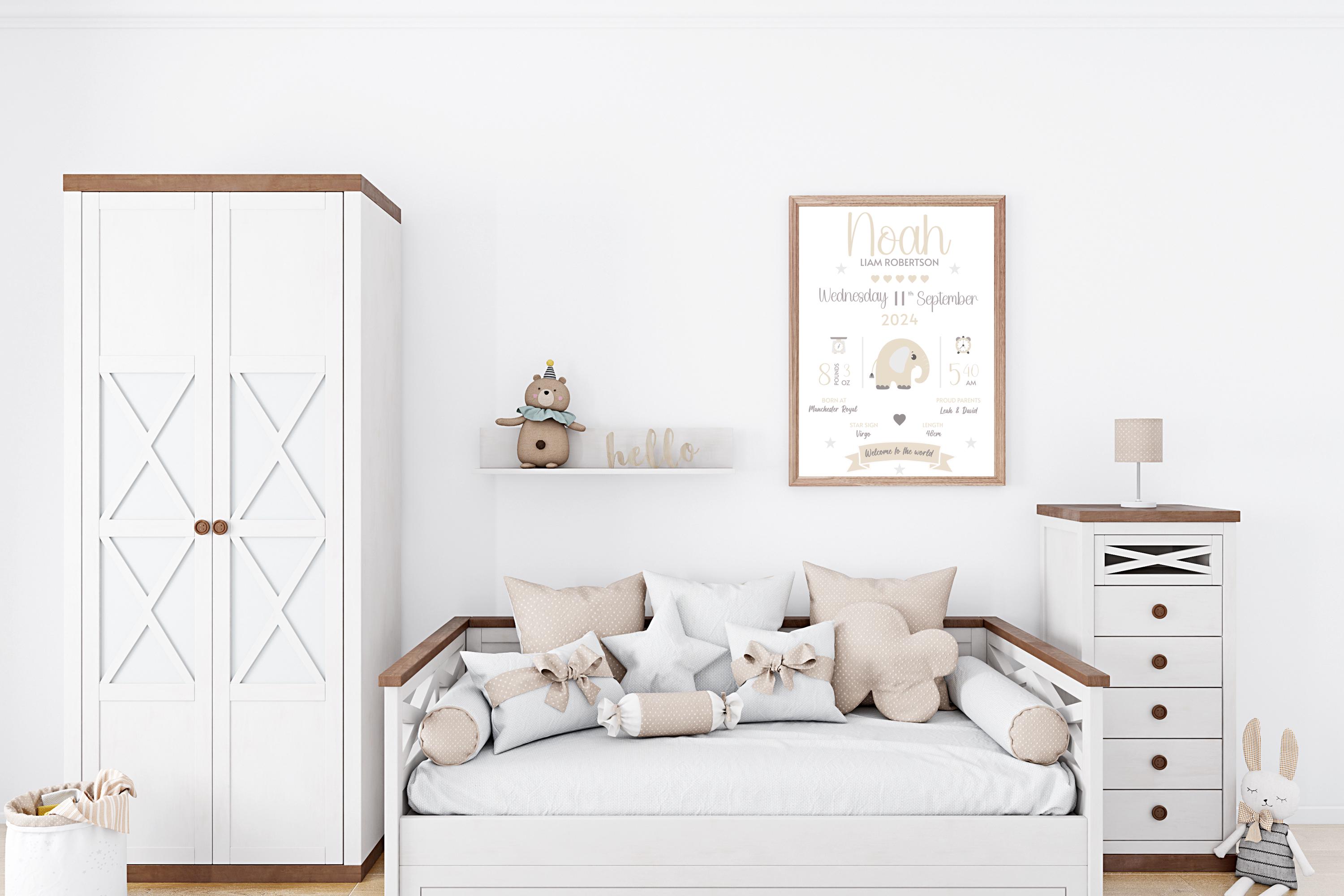 Personalised Newborn Birth Stats Poster Modern Welcome to the World ...