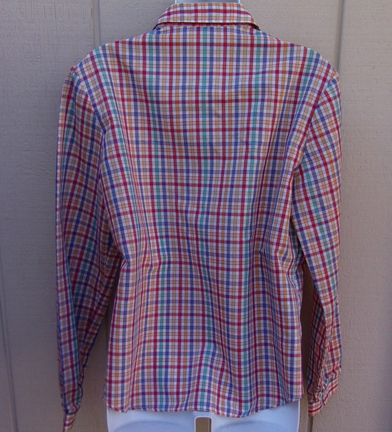 70s Vintage Pykettes PLAID Blouse / 1970s Perma Press… - Gem
