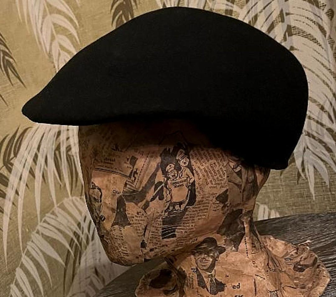 Vintage Black Wool Country Touring Cap ~ Med - Lge ~ British Newsboy ...