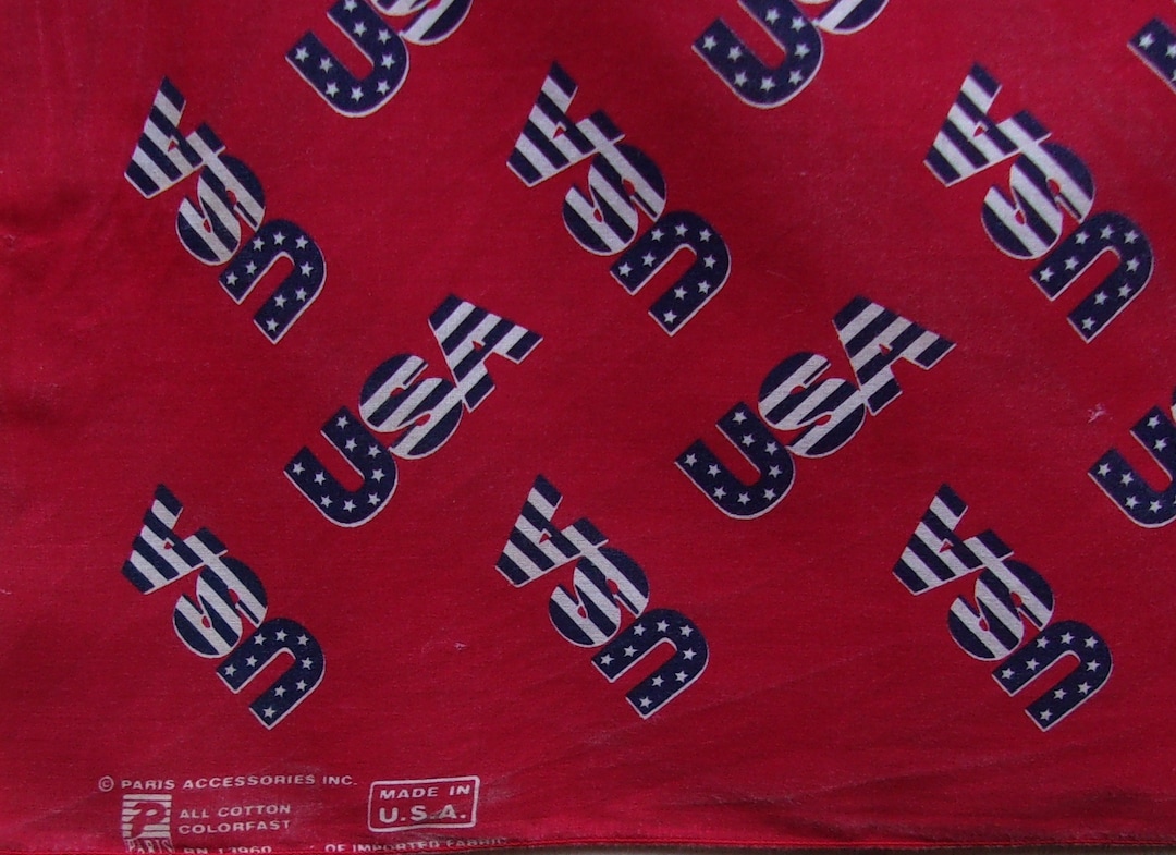 80s USA Red Bandana Handkerchief / Fast Color Colorfast Vintage 13960 ...
