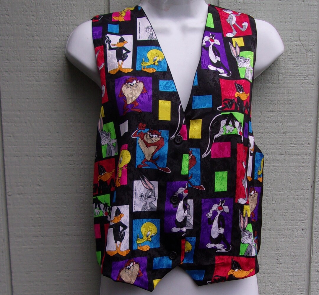 90s Vintage 1994 Looney Tunes Mania Vest Mens S/M/L Bugs Tweety ...