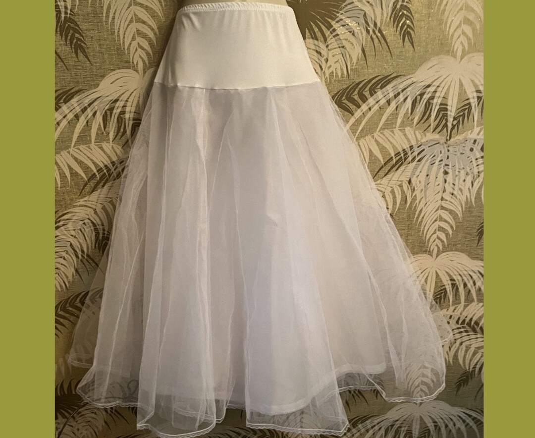 Vintage White Crinoline Skirt Slip Formal Maxi Half Slip / Plus Size ...