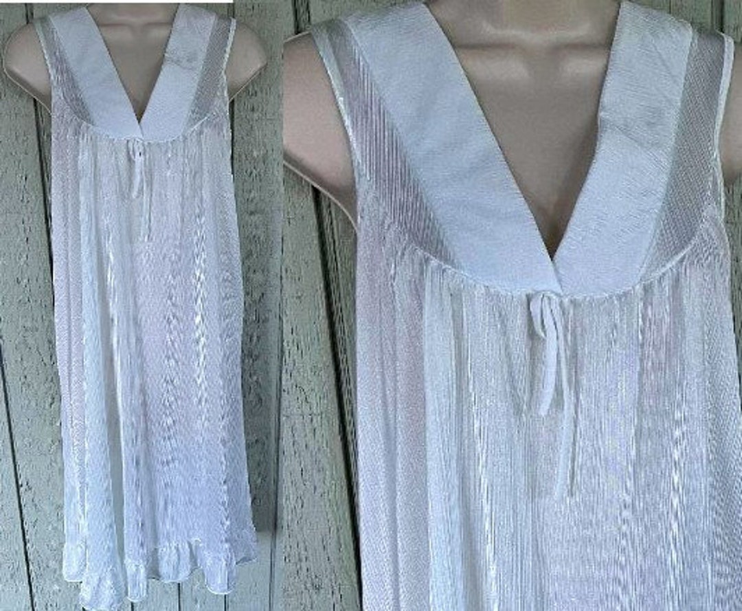 Vntge Mom Semi-sheer Pale Blue Nylon Tricot Midi Nightgown / Nightie ...