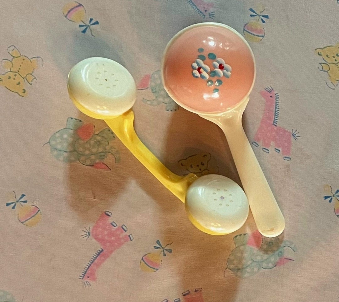 Vintage Celluloid Baby Rattle Lot of Two Rattles ~ Yellow Phone and ...
