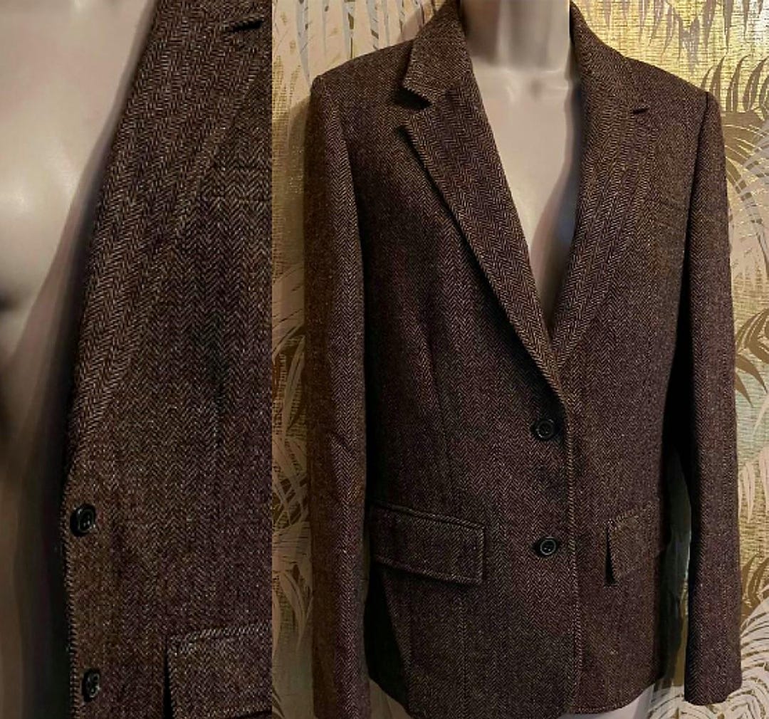 80s Vintage Pendleton Tweed Herringbone Wool Blazer Equestrian Ladies ...