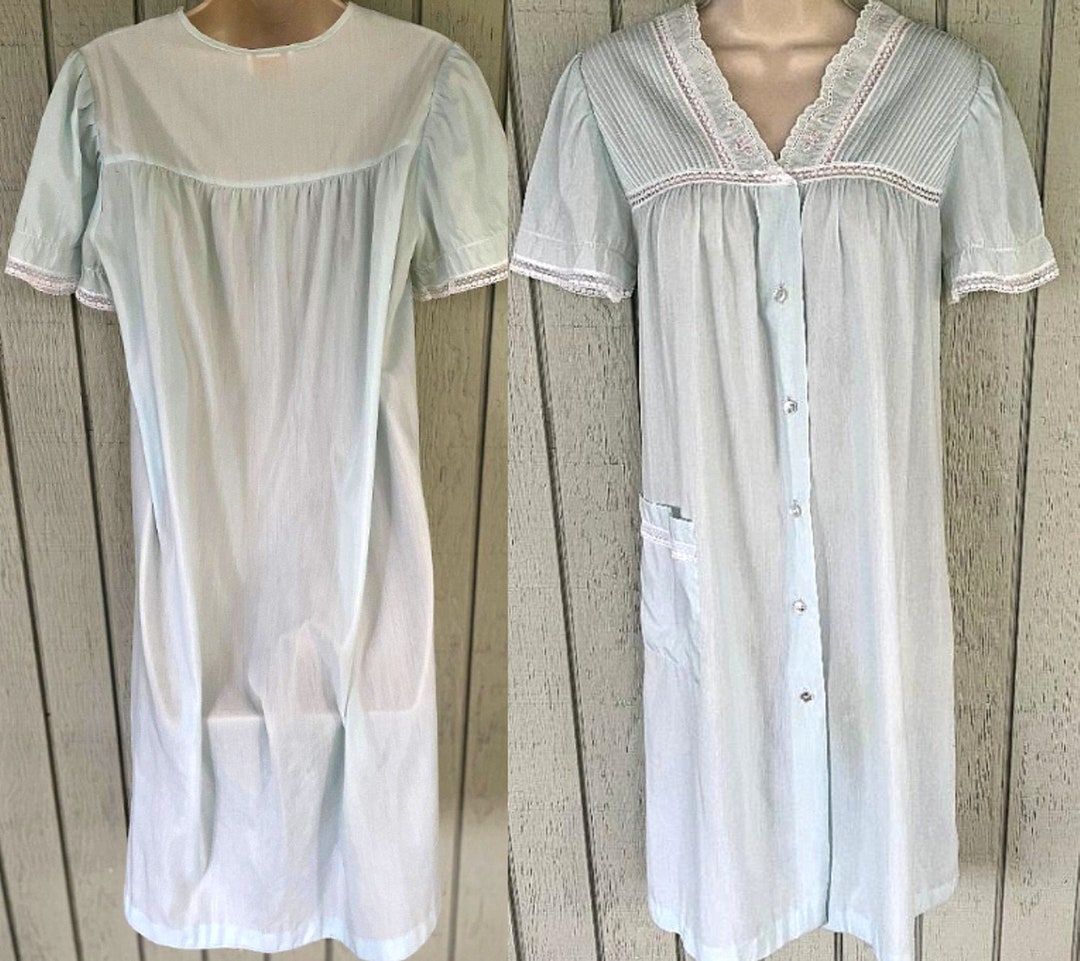 60s Barbizon Semi Sheer Pale Blue Batiste Nightgown Pintucks Innocent