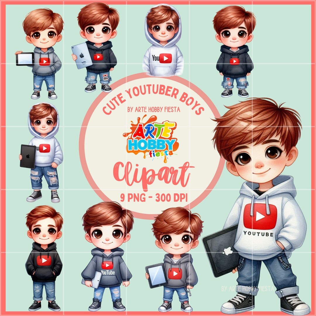 Cute Boys Influencer Gamer Watercolor - Etsy