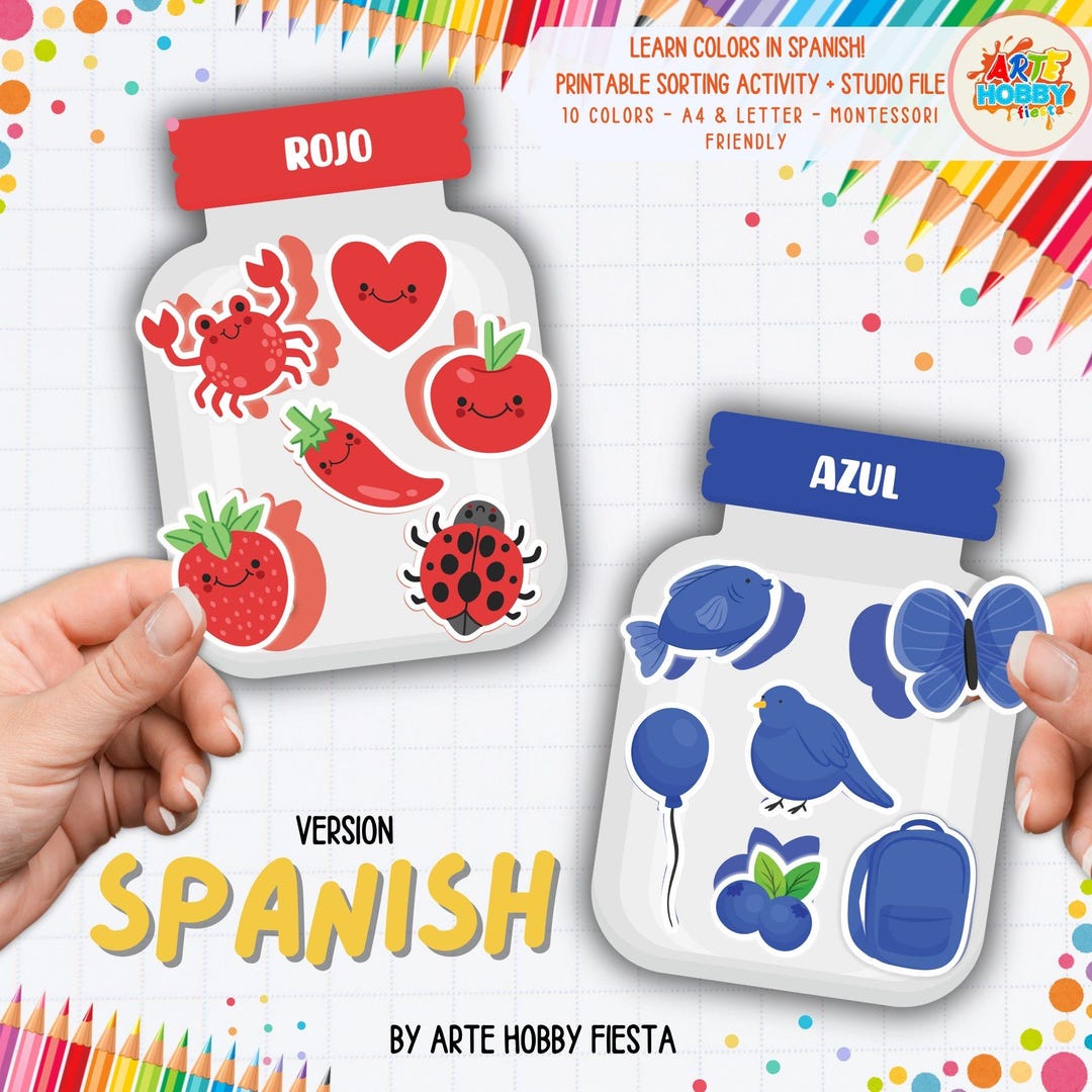 Color Sorting Activity in Spanish | PDF A4 & Letter + Studio File for ...