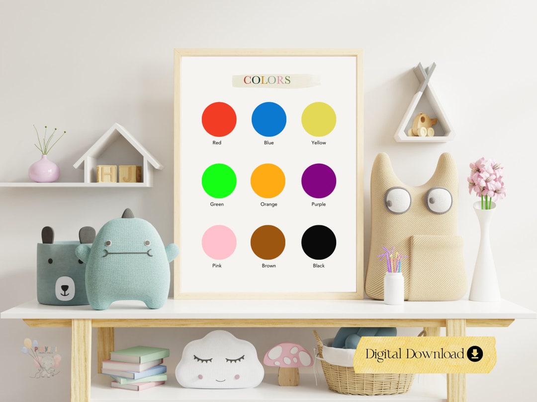 Educational Color Poster, Nursery Wall Print, Playroom Wall Decor ...