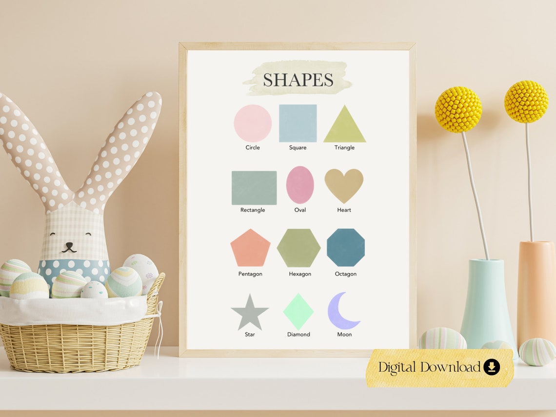 Shape Educational Poster, Nursery Wall Print, Playroom Wall Decor ...
