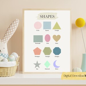 Shape Educational Poster, Nursery Wall Print, Playroom Wall Decor ...