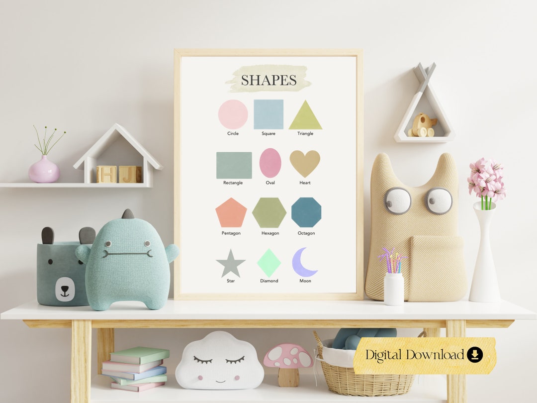 Shape Educational Poster, Nursery Wall Print, Playroom Wall Decor ...