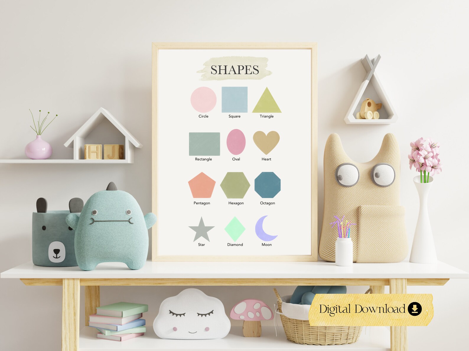 Shape Educational Poster, Nursery Wall Print, Playroom Wall Decor ...