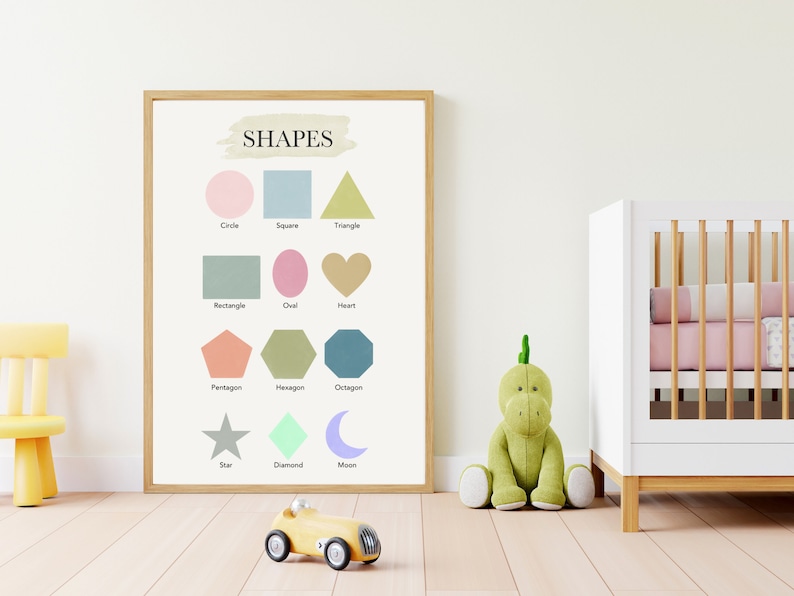 Shape Educational Poster, Nursery Wall Print, Playroom Wall Decor ...