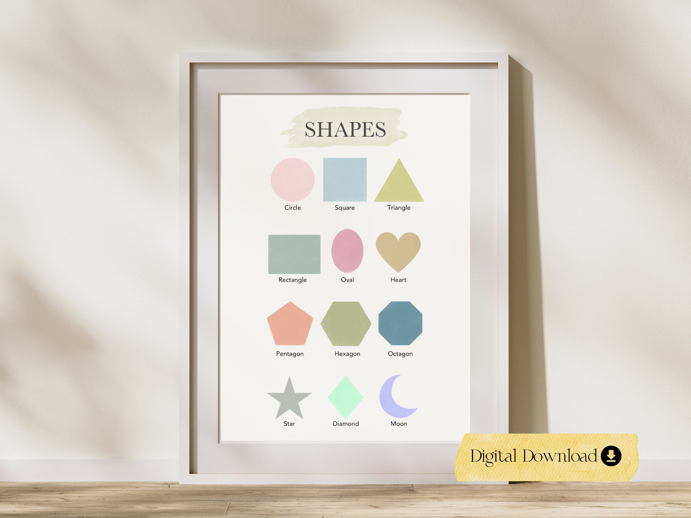 Shape Educational Poster, Nursery Wall Print, Playroom Wall Decor ...