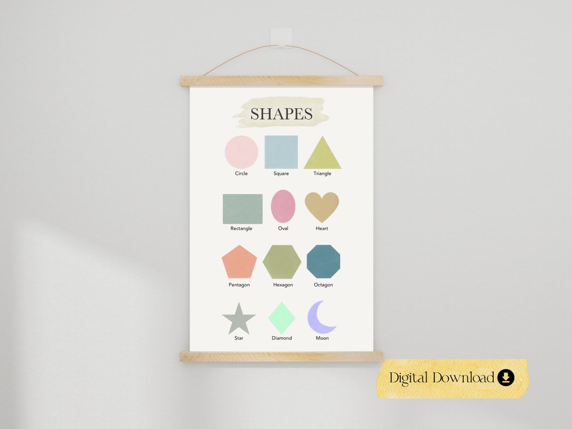 Shape Educational Poster, Nursery Wall Print, Playroom Wall Decor ...