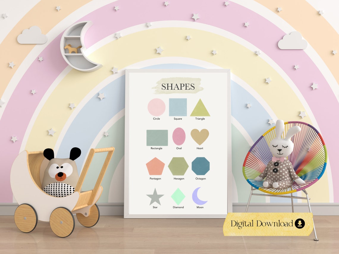 Shape Educational Poster, Nursery Wall Print, Playroom Wall Decor ...