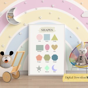 Shape Educational Poster, Nursery Wall Print, Playroom Wall Decor ...