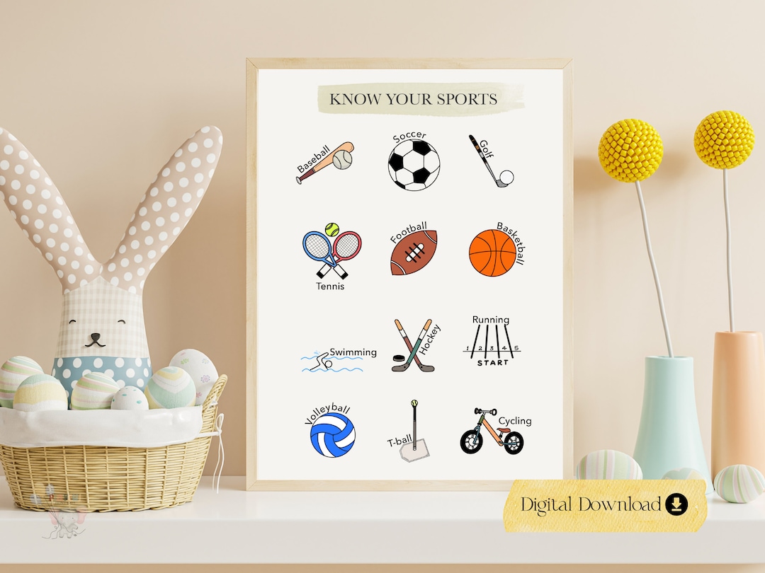 Sports Poster, Kids Sports Poster, Nursery Wall Print, Playroom Wall ...