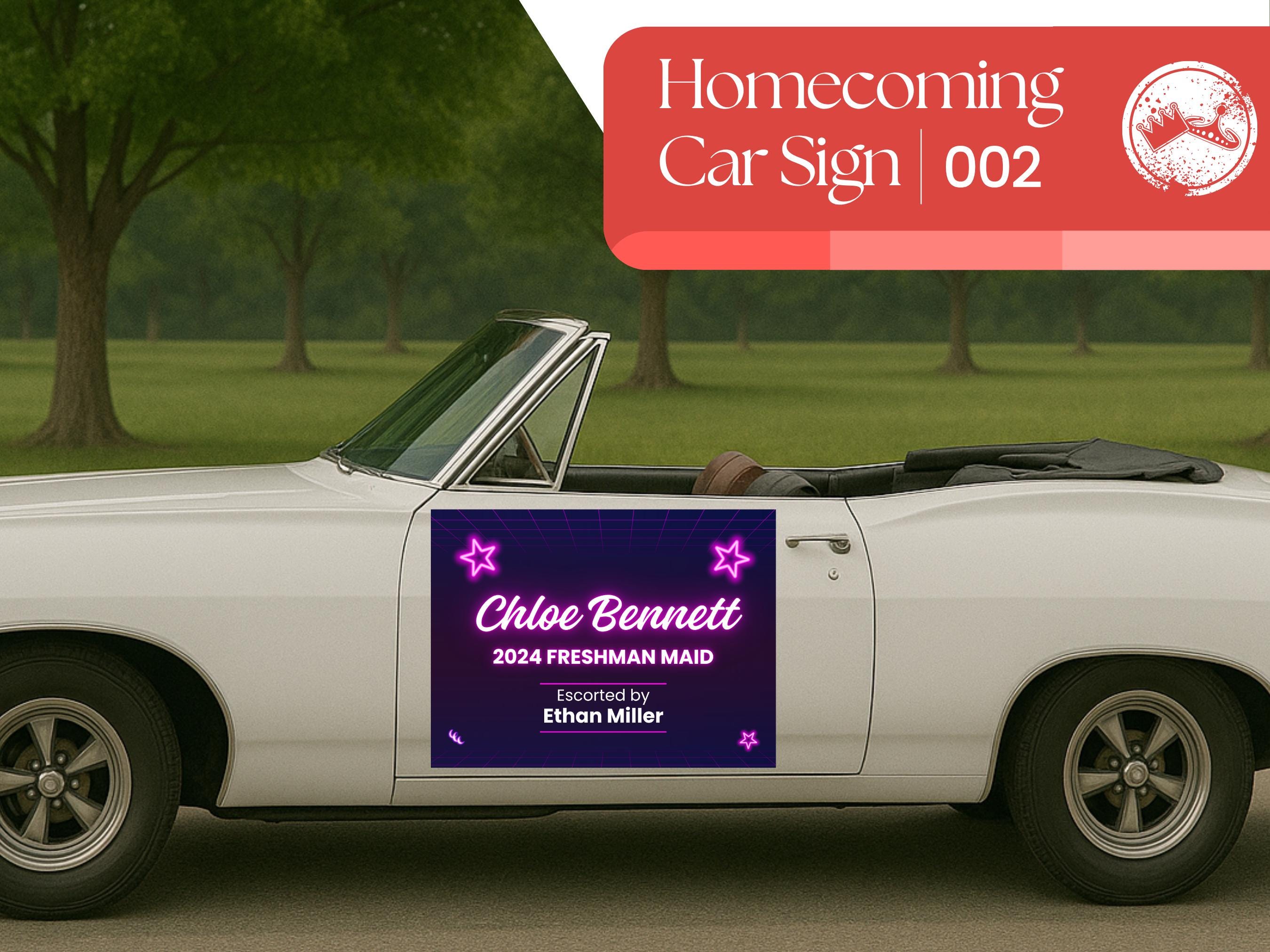 Neon Typography Parade Car Sign Design, Custom Retro Magnet, Homecoming ...