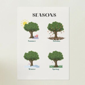 Educational Poster, Childrens Education, Seasons Teaching Poster - Etsy