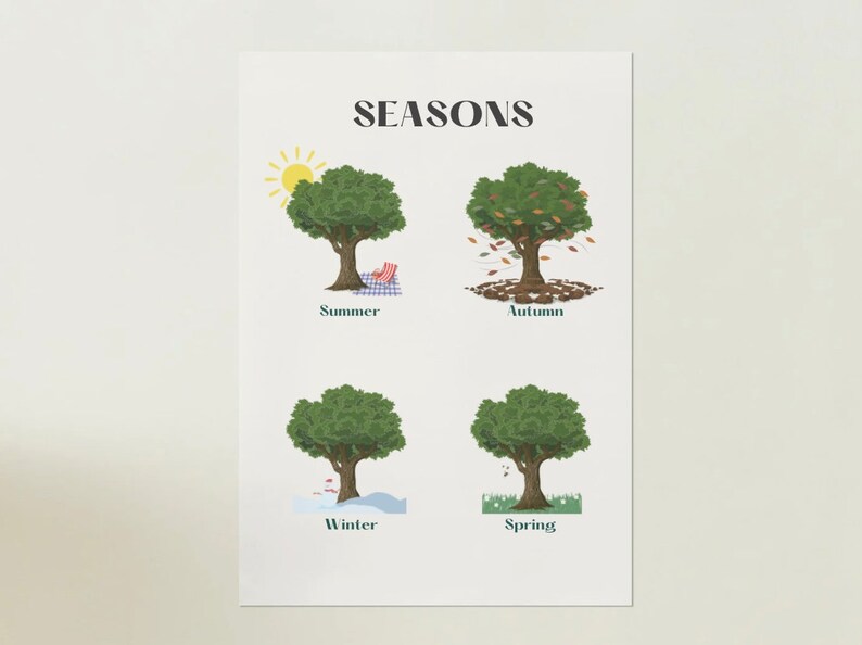 Educational Poster, Childrens Education, Seasons Teaching Poster - Etsy