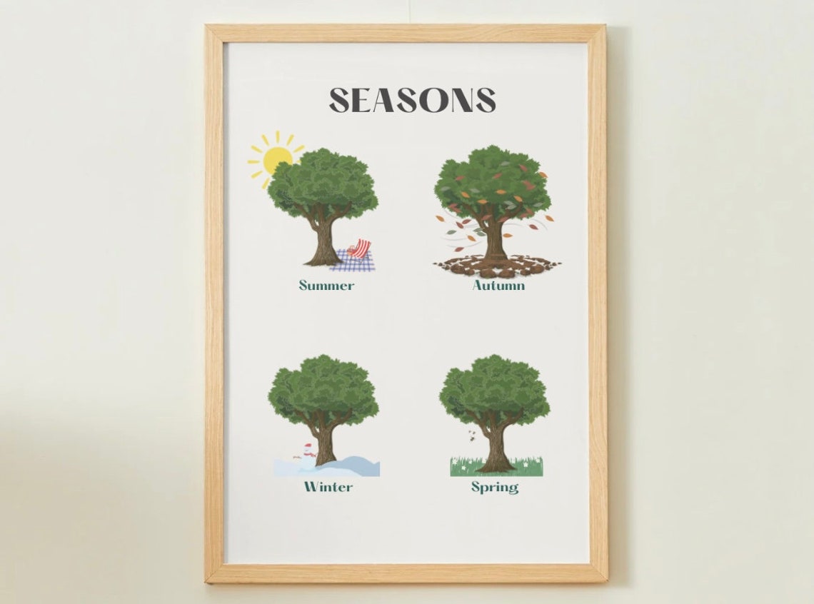 Educational Poster, Childrens Education, Seasons Teaching Poster - Etsy