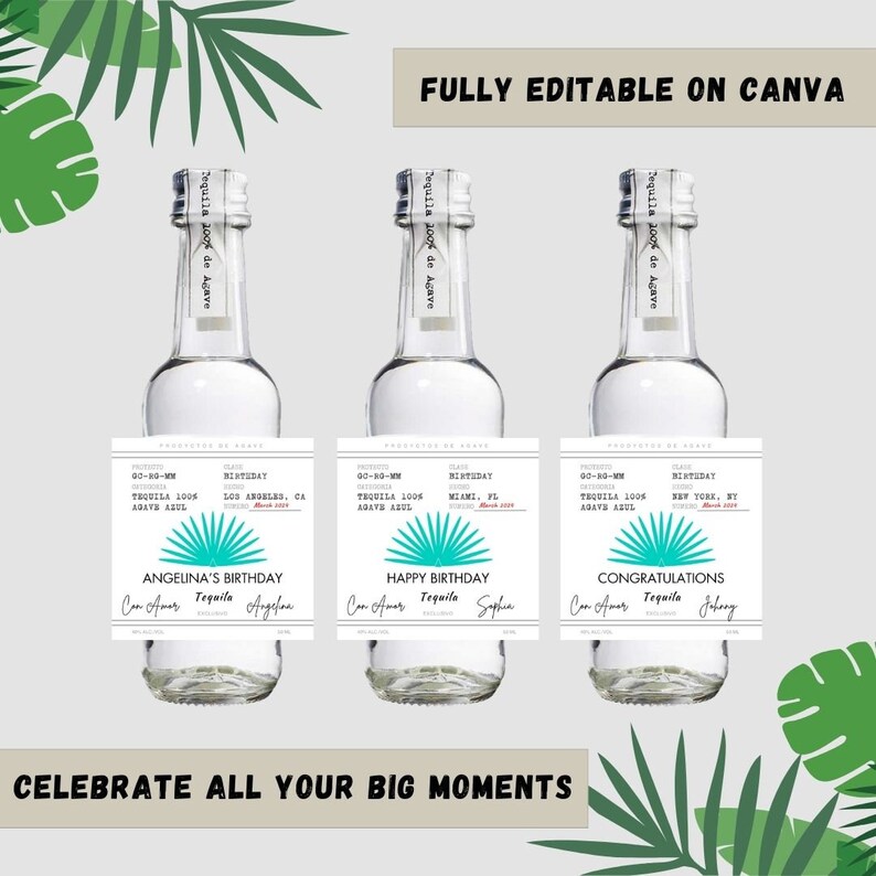 Custom Printable Label - Personalized Tequila Label, Birthday Party ...