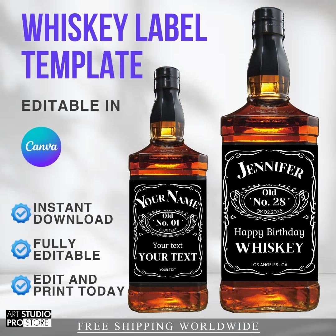 Custom Whiskey Label Template: Birthday Party Favor, Bachelorette ...