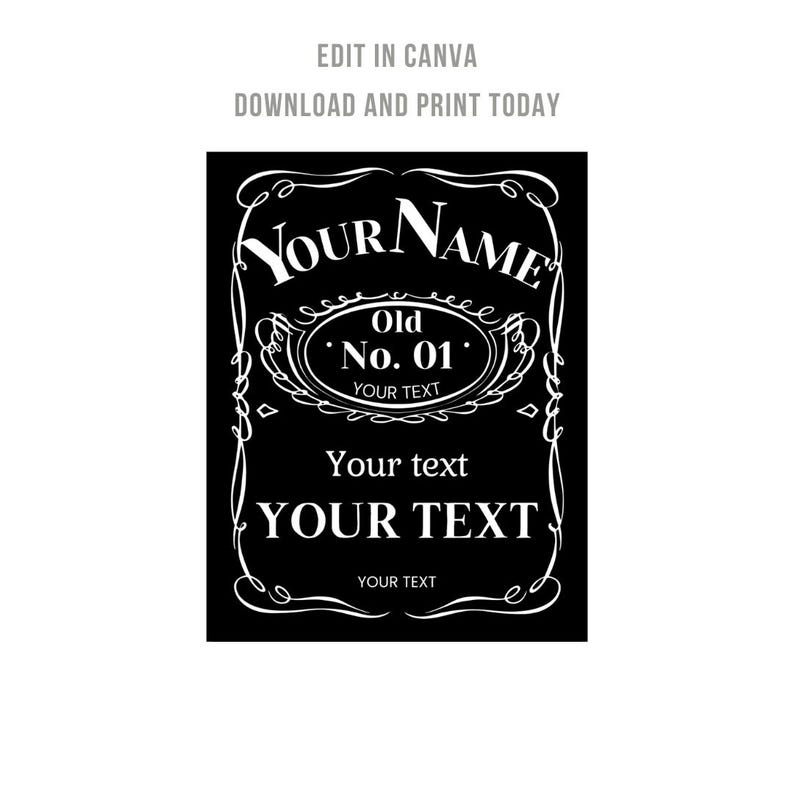 Custom Whiskey Label Template: Birthday, Anniversary, Groomsman Gift ...