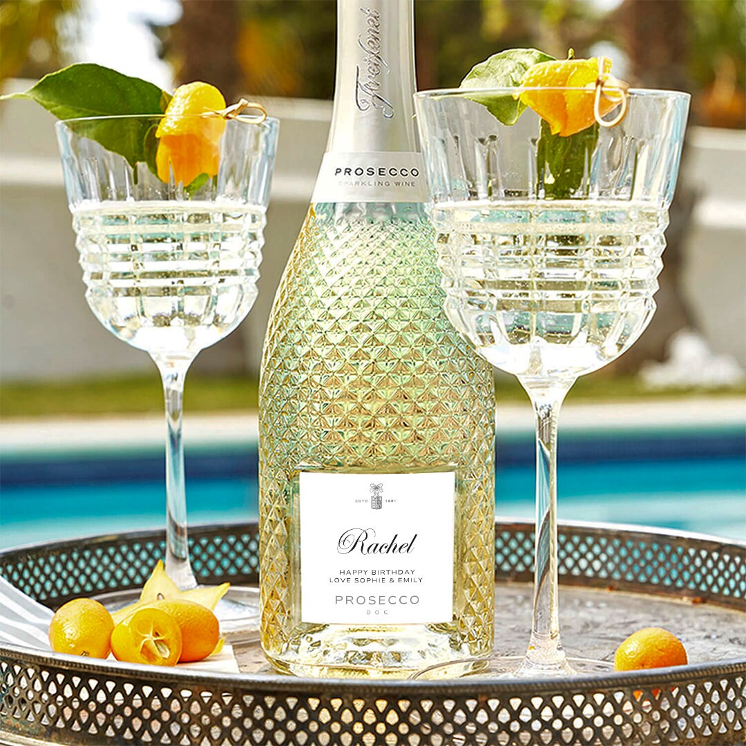 Personalised Prosecco Champagne Wine Label Sticker - Custom Happy ...