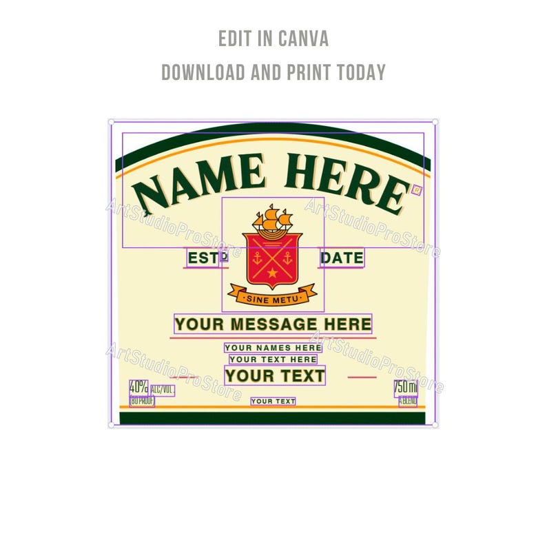Personalized Whiskey Label: Custom Printable Gift (canva, Digital ...