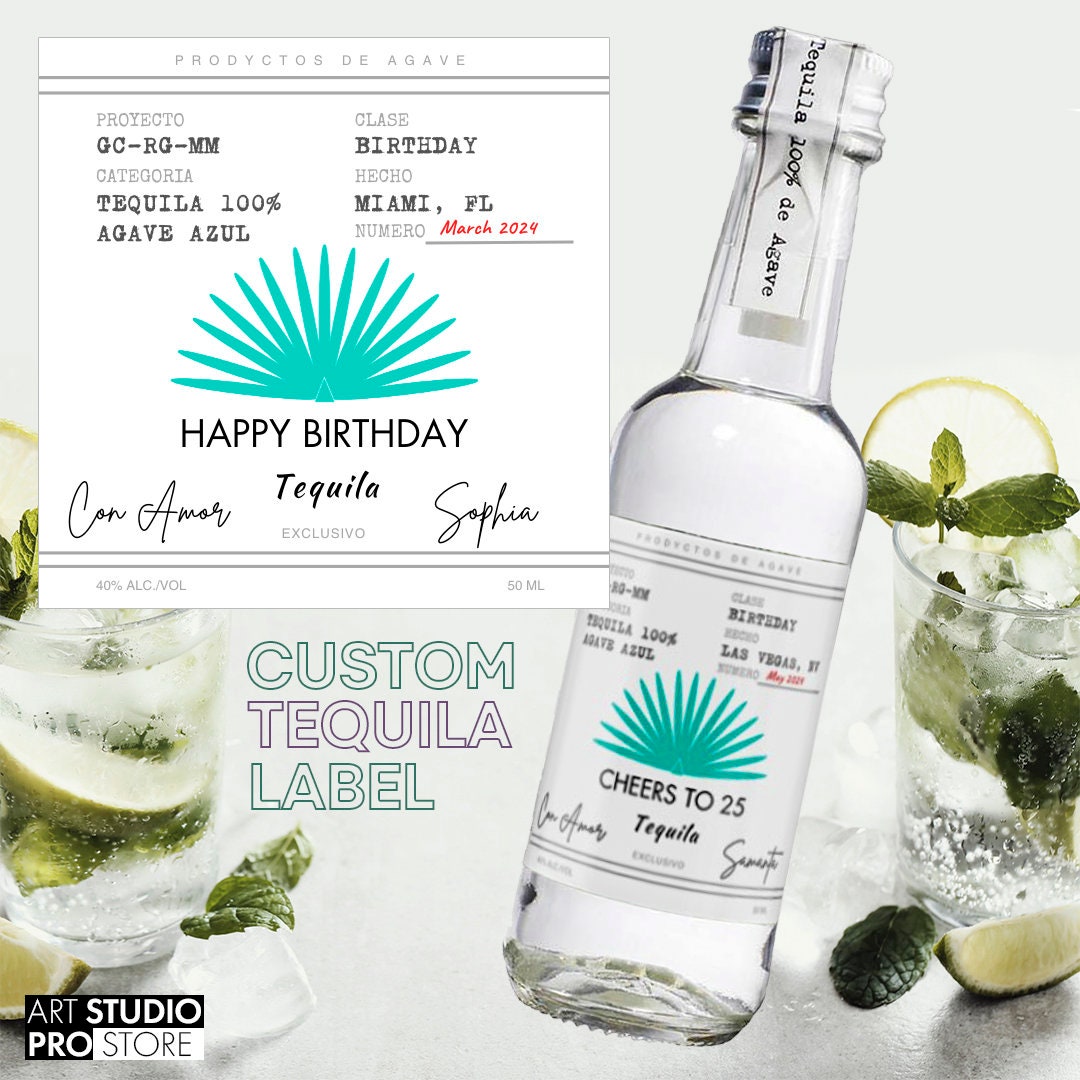 Custom Printable Label - Personalized Tequila Label, Birthday Party ...