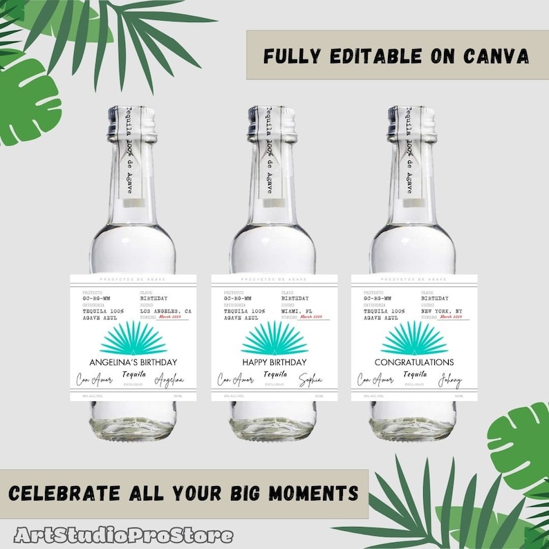 Custom Tequila Label: Bachelorette Party Favor (canva Template) - Etsy