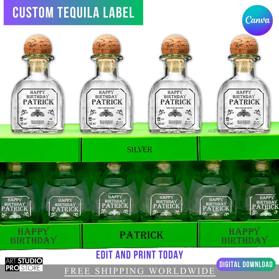 Custom Tequila Label: Birthday, Anniversary, Bachelorette Party (canva ...