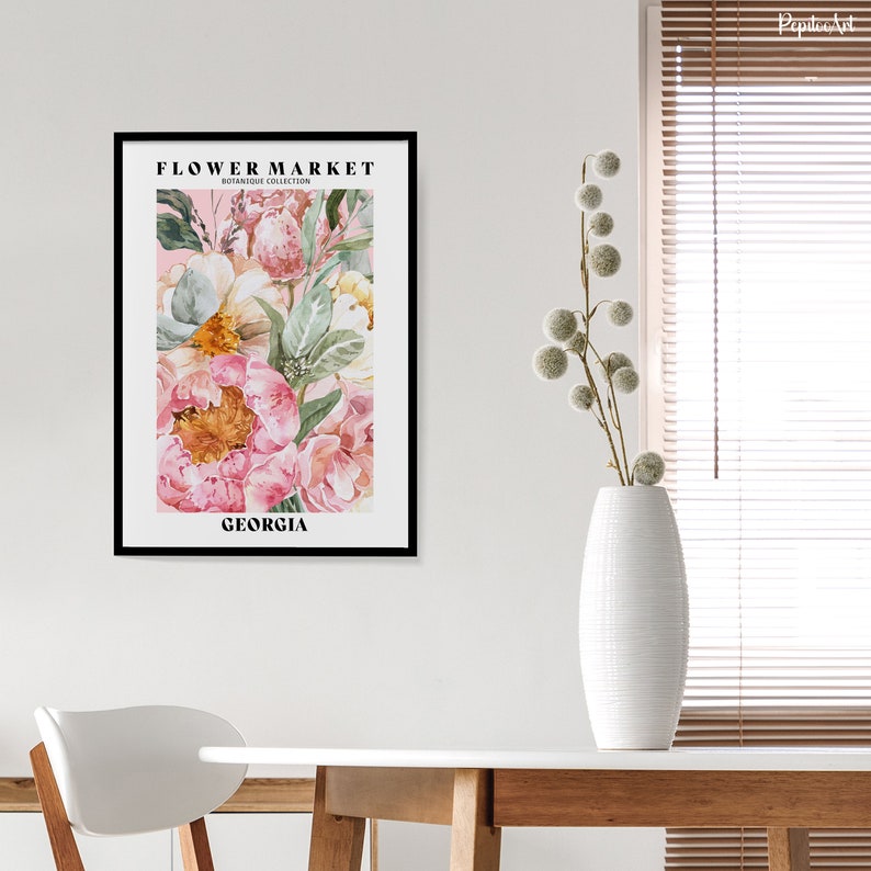 Georgia State Flower, Georgia Flower Market Poster, Powder Rose Wall ...