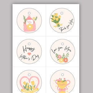 Mothers Day Gift Tags Set of 6,floral Mothers Day Gift Tag, Gift Tag ...