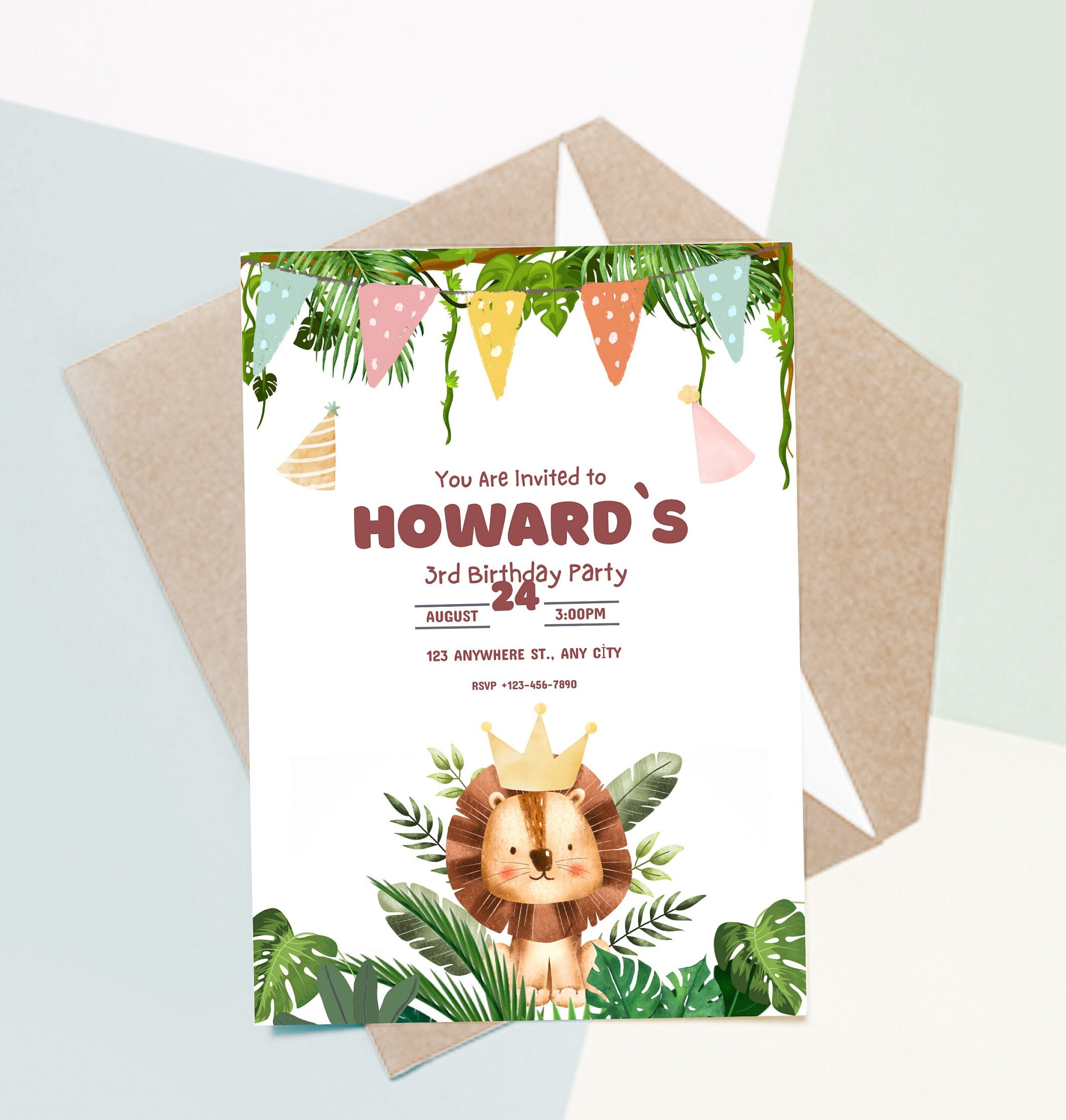 Editable Safari Birthday Invitation, Canva Template for Digital ...