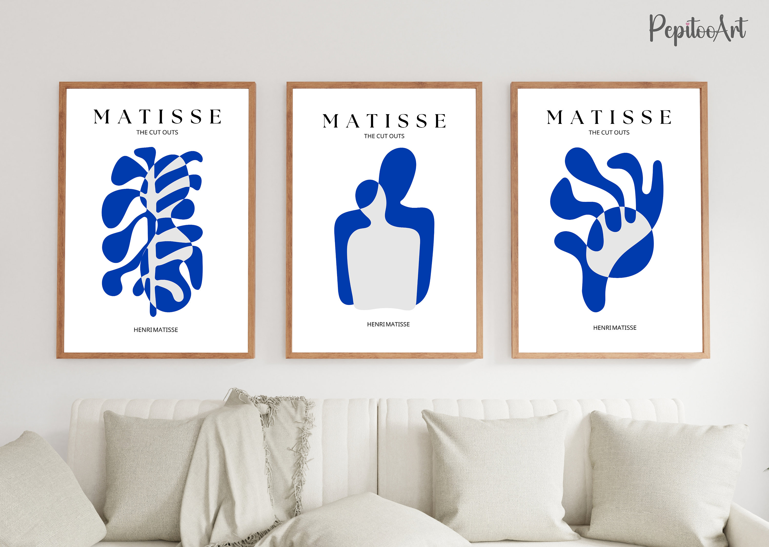 Blue Matisse Print Set of 3 Matisse Wall Art Matisse Flower Poster Blue ...