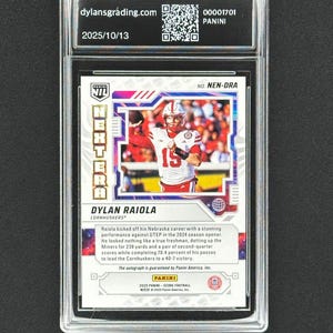 Dylan Raiola Nebraska 2025 Score NIL Next Era Autograph Graded Gem Mint ...