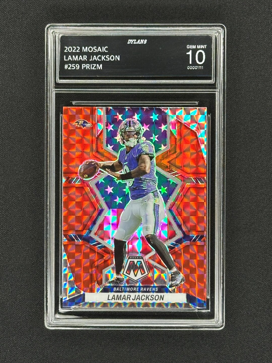 Lamar Jackson Baltimore Ravens 2022 Panini Mosaic Prizm Graded Gem Mint ...