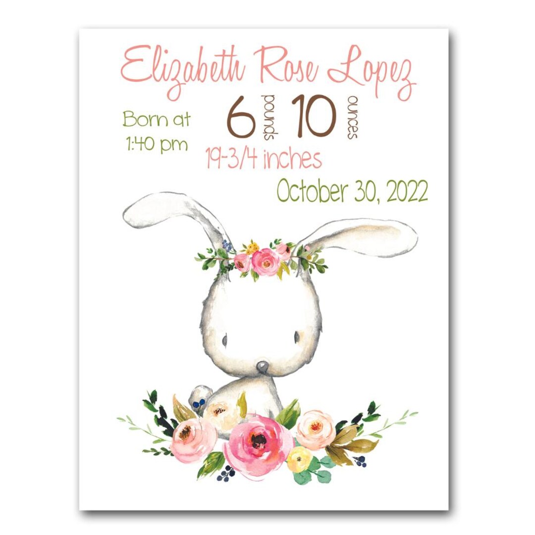 Personalized Boho Baby Birth Stats Woodland Nursery Wall Art Print ...