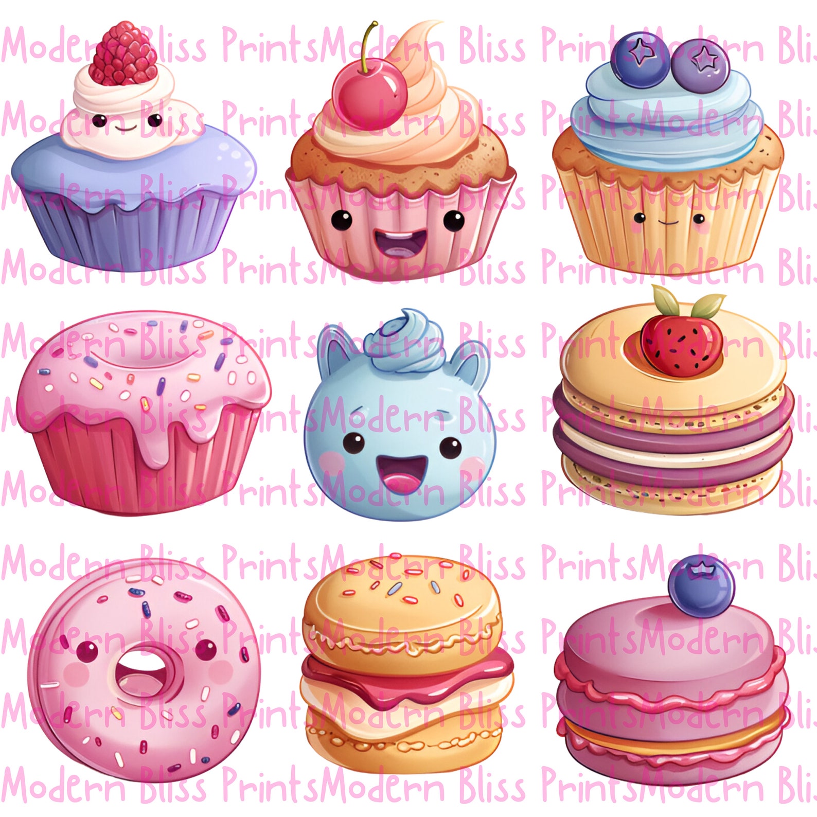 Cute Kawaii Dessert Clipart Bundle | 67 High-quality PNG Files | Kawaii ...