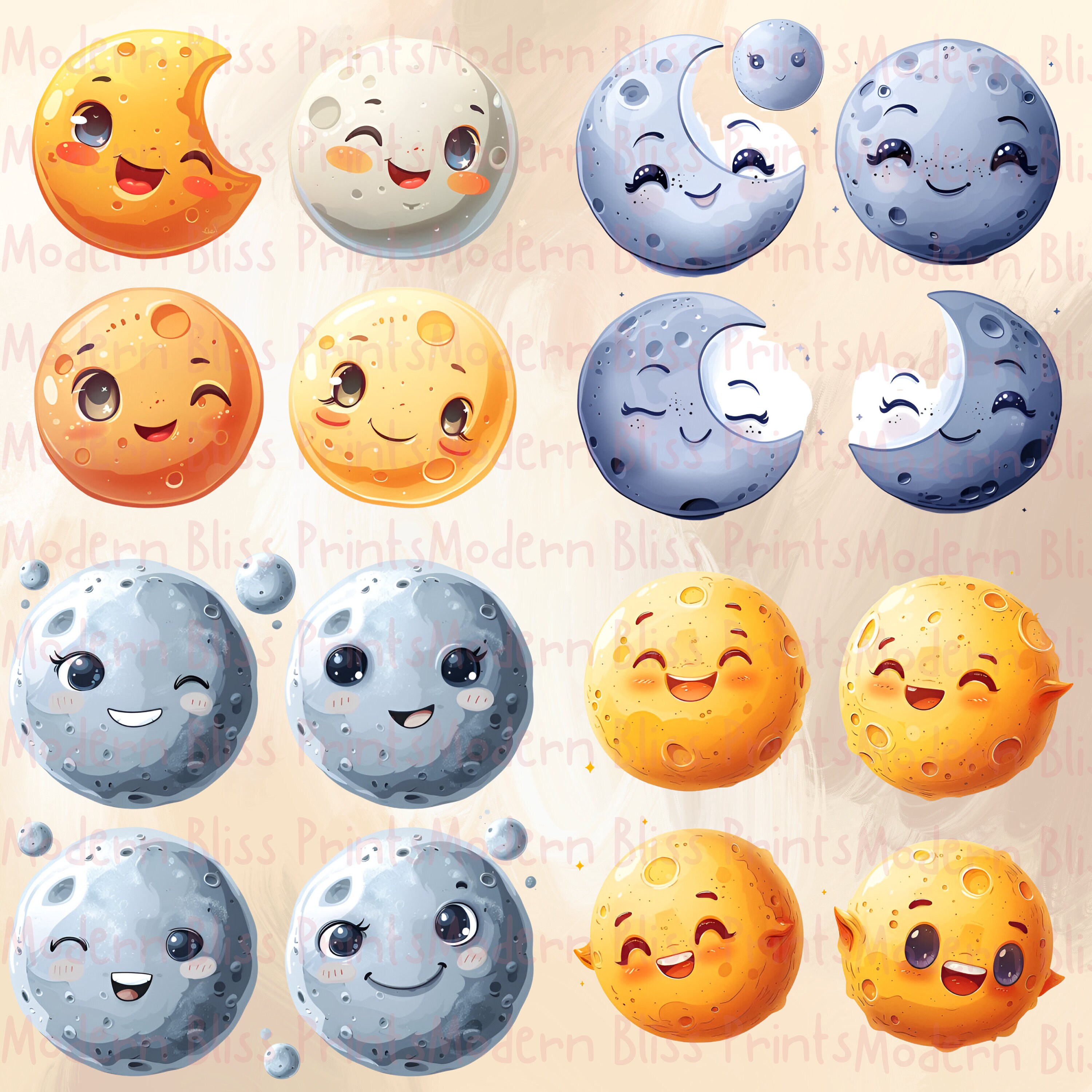 Kawaii Weather Clipart, Cute Weather Clipart Bundle of 106 PNG Files ...