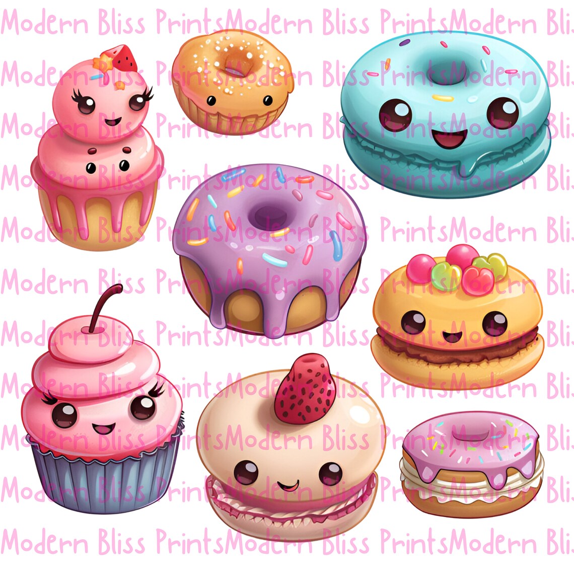 Cute Kawaii Dessert Clipart Bundle | 67 High-quality PNG Files | Kawaii ...