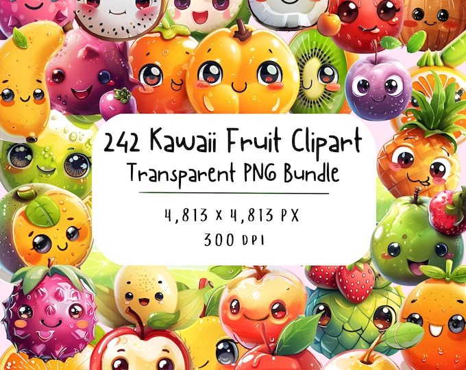 Kawaii Cute Fruit PNG Bundle - Etsy Canada