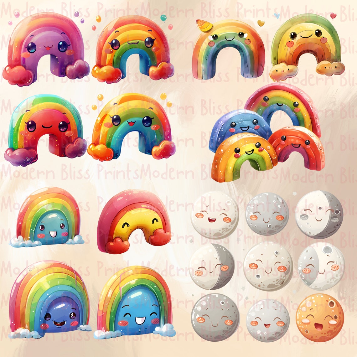 Kawaii Weather Clipart, Cute Weather Clipart Bundle of 106 PNG Files ...